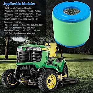 393957 393957S Air Filter Pre Filter Replacement for Briggs Stratton 390930 4106 Horizontal Engines Ariens 02451900 John Deere PT9334 PT4301 LG393957S Lawn Mower