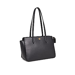 Tory Burch Women's Robinson Pebbled Small Tote, Black, One Size