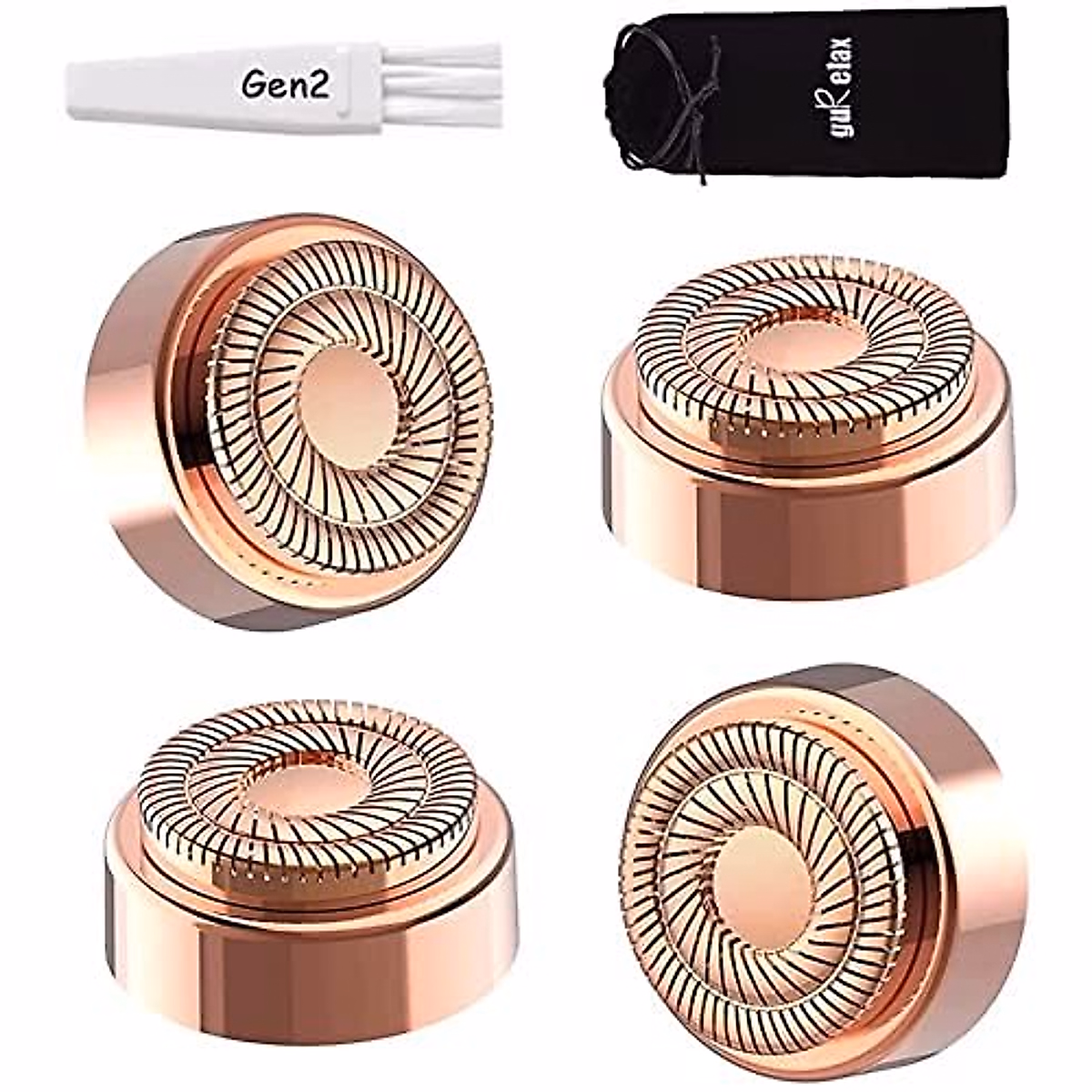 Gurelax Replacement Heads for Finishing Touch Flawless Facial Hair Remover, Replacement Blades Compatible with Flawless Hair Removal Gen 2, As Seen on TV 18k Gold with Flannel Bag