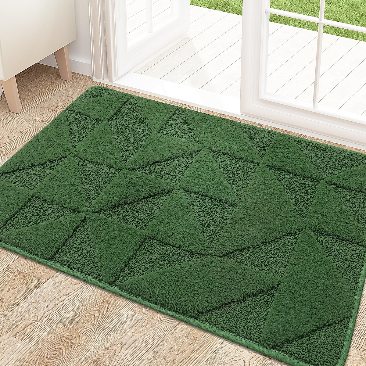 OLANLY Door Mats Indoor, Non-Slip, Absorbent, Dirt Resist, Entrance Washable Mat, Low-Profile Inside Entry Doormat for Entryway (32x20 inches, Green)