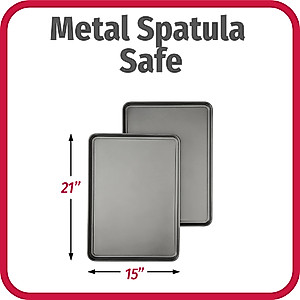 GoodCook Dishwasher Safe Nonstick Steel XL Cookie Sheet, 15'' x 21'', Gray, Set of 2