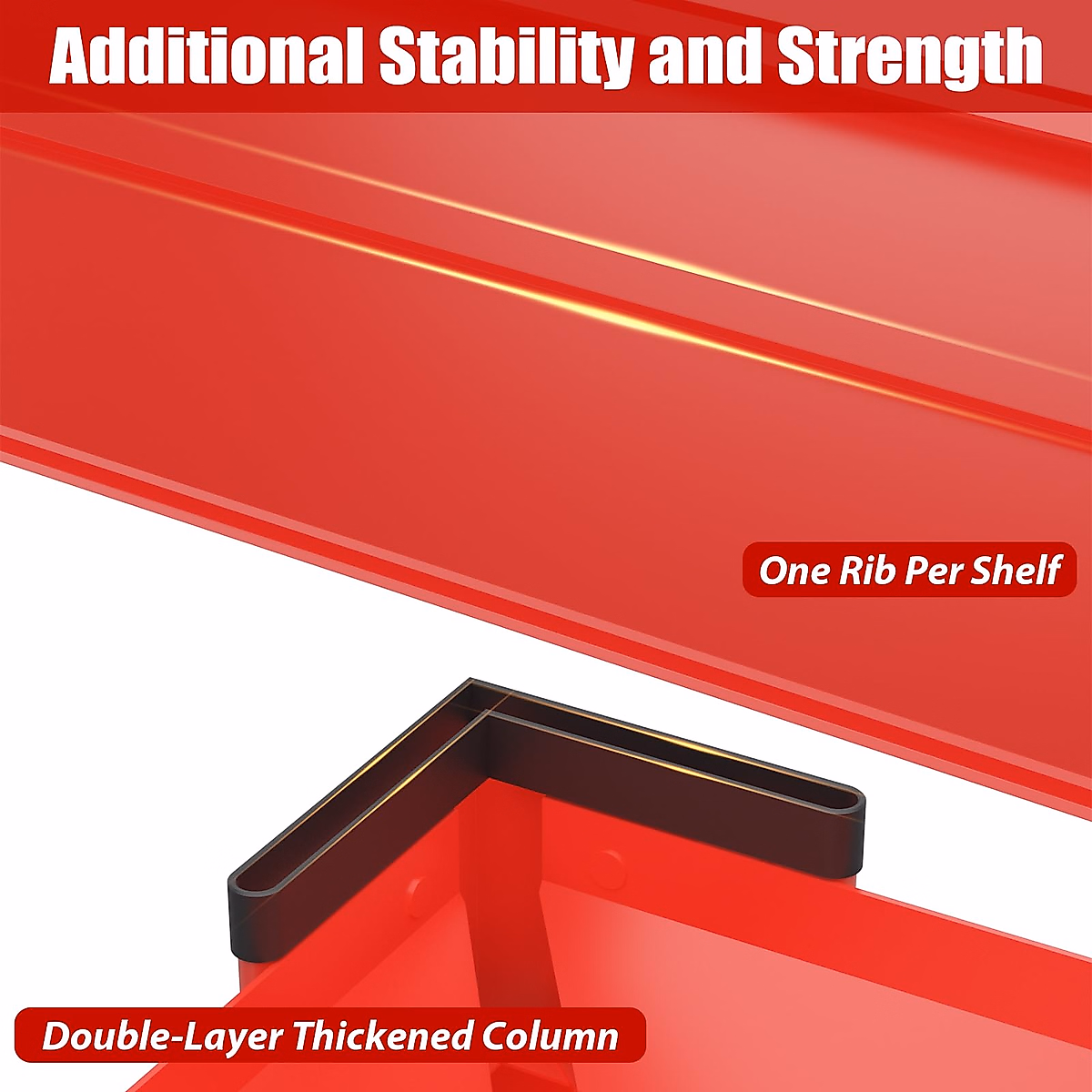 Homdox 72”H Garage Shelving, 1650LBS Heavy Duty Storage Shelves, 5 Tier Adjustable Metal Shelves for Storage, Industrial Shelving Commercial Utility Shelf, 36" W x 16" D x 72" H, Red