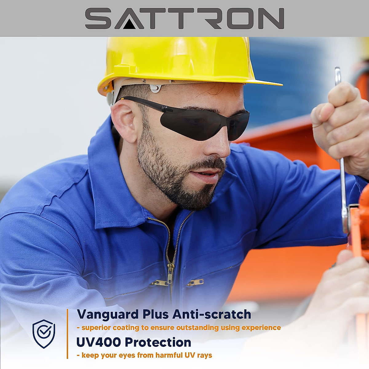 SATTRON Tinted Safety Glasses Bulk 24 Pack, UV Protective Safety Sunglasses for Men Women, ANSI Z87.1 Scratch & Impact Resistant Eye Protection, Ideal for Construction, Shooting, Lab
