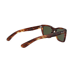 Ray-Ban RB2248 Caribbean Rectangular Sunglasses, Striped Havana/G-15 Green, 52 mm