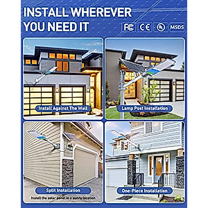 OKPRO S-480J 1000W Solar Street Lights Outdoor Waterproof, 6500K 100000LM Outdoor LED Street Light Dusk to Dawn, LED Wide Angle Lamp with Remote Control, for Parking Lot