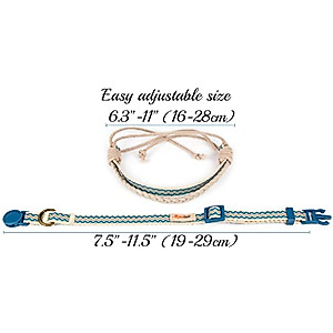 Pettsie Cat Collar Breakaway Safety and Friendship Bracelet for You, Durable 100% Cotton for Extra Safety, Comfortable and Soft, D-Ring for Accessories, Gift Box Included (7.5"-11.5" Neck, Blue)