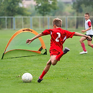 WIn SPORTS Foldable Pop Up Soccer Goal Pro 2 Portable Soccer Nets with Carrying Case and Training Cones,Practice in Backyard,School for Kids and Adults, Choose from 2.5', 4' Sizes