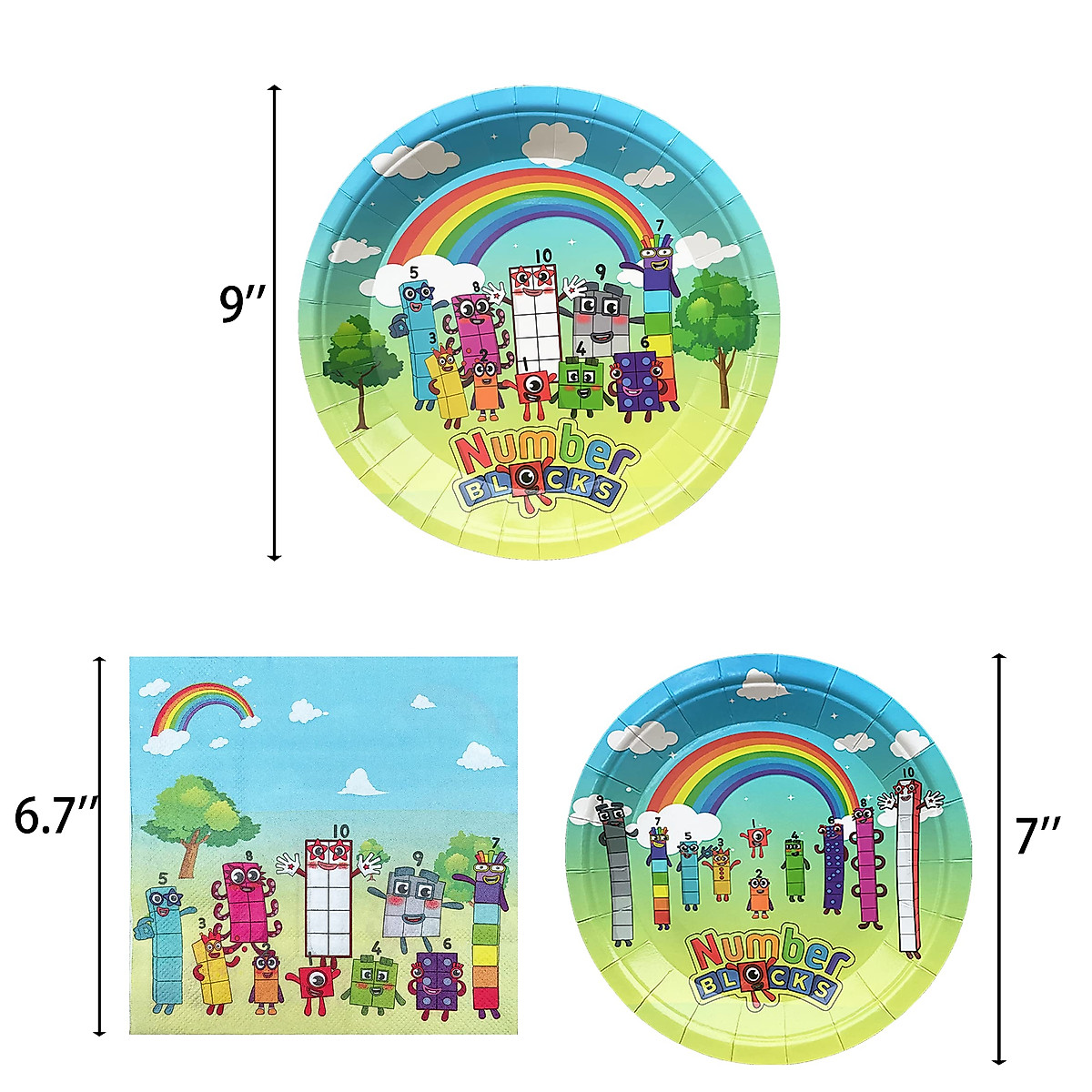 Win3terz Birthday Party Supplies ,Including Number Theme Including Spoons, Fork, Knife,napkins，Hanging Swirls Decorations，Plates, Cake Toppers, Cupcake Topper,Happy Birthday Banners Balloons and Tablecloths for Girls Boys Party Favors For Birthday Party