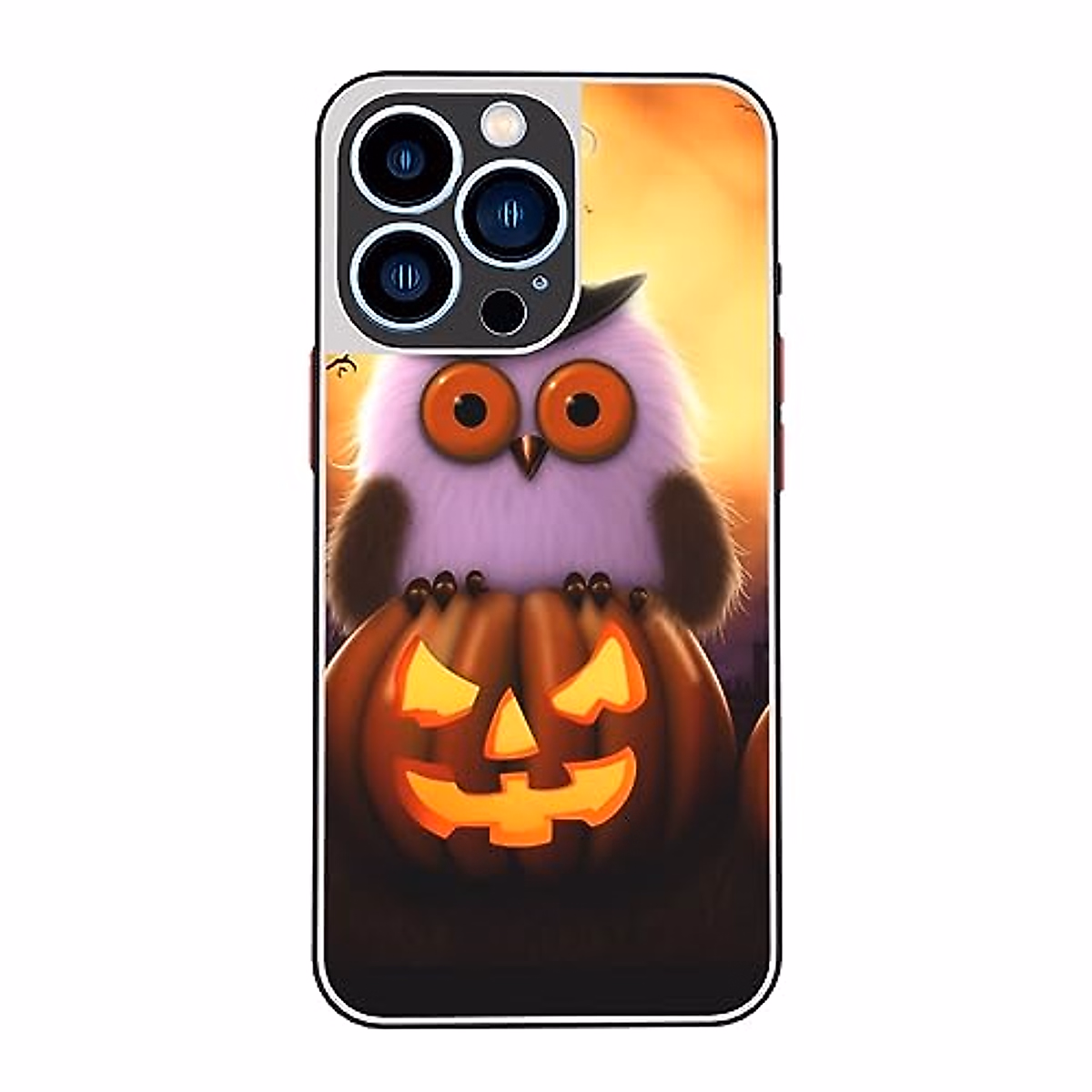 EMPYRI Cute Halloween Ghost Pumpkin Owl Printed Frosted Phone Case for iPhone 13 Pro Max-6.7 Inch, Shockproof Phone Cover with Wireless Fast Charging, Acrylic Back, Not Yellowing