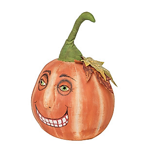 C&F Home Halloween Victor Pumpkin Jack-O'-Lantern Large Harvest Door Stop Collectible, Joe Spencer Gathered Traditions Home Decor Figures Figurines 8" x 8.5" x 14" Orange