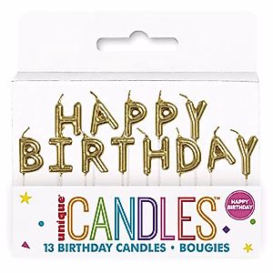 Elegant Gold "Happy Birthday" Letter Pick Candles - Stunning & Unique Design - Perfect Decoration for Celebratory Occasions