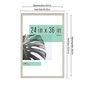 MCS Studio Gallery 24x36 Poster Frame Gray Woodgrain, Vertical & Horizontal Wall Hanging Large Picture Frame for Photos, Posters & Art Prints (1-Pack)