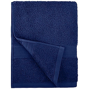 Amazon Basics 6-Piece Fade Resistant Bath towel, Hand and Washcloth Set - Cotton, Navy Blue, 14.25" L x 10.85" W
