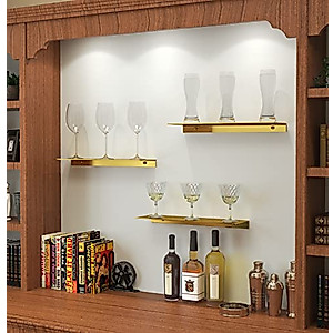 JYL HOME Modern Floating Shelf Wall Mounted Heavy Duty for Living Room Bedroom Bathroom, 12 Inch, Gold, 2 Pack