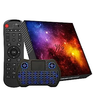Android 11 TV Box 4GB RAM 64GB ROM W2 Mali-G31 Smart Set Top Box Builtin 2.4G/5G WiFi Bluetooth 4.2, Media Player Support 3D 4K UHD Videos, with Wireless Mini Keyboard