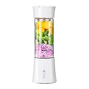 MXJCC Mini Blender, Personal Countertop Blender for Milkshakes, Fruit and Vegetables Drinks, Smoothies, with Stainless Steel Blades Travel ， Blending Bottle (Color : White)