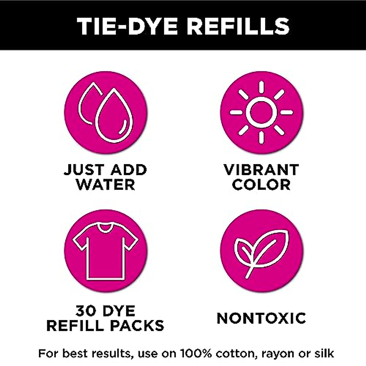 Tulip One-Step Tie-Dye Refills, Color Wheel, Permanent Fabric Dye, 30 Pack