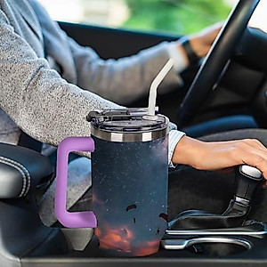 Skydiving Insulated Tumbler with Lid And Straw Stainless Steel Travel Coffee Mug 40oz Violet-style