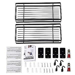 DUFU Shower Shelves Bathroom Caddy Organizer with Hooks, No Drilling Adhesive Wall Mount Carbon Steel Storage Rack for Bathroom, Kitchen and Toilet - 2 Pack