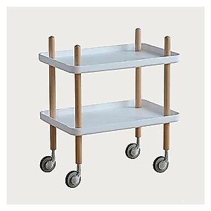 POCHY Multipurpose Catering Trolley Movable Serving Cart Kitchen Trolley Kitchen Rolling Storage Cart Universal Wheel Beech Bracket PP Tray Load 25Kg (Color : White, Size : 19.7x13.8x24.4in)