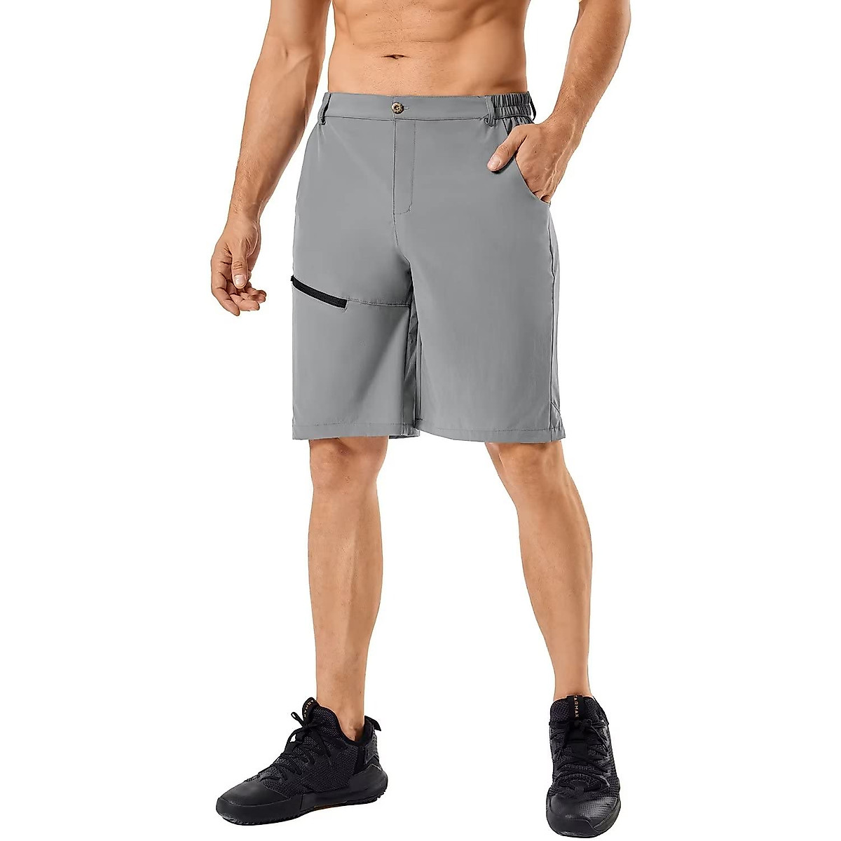 Men's Quick Dry Lightweight Stretch Cargo Hiking Shorts with 6 Pockets Lightgrey XX-Large