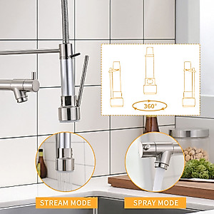 Commercial Kitchen Faucet AIMADI,Kitchen Faucets with Pull Down Sprayer Brushed Nickel Stainless Steel Kitchen Sink Faucets