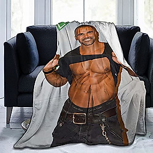 Shemar Moore Soft and Comfortable Warm Fleece Blanket for Sofa,Office Bed car Camp Couch Cozy Plush Throw Blankets Beach Blankets … (Black, 60"x50")