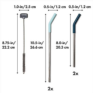 OXO Good Grips 5-Piece Set (Blue/Green) Reusable Straws