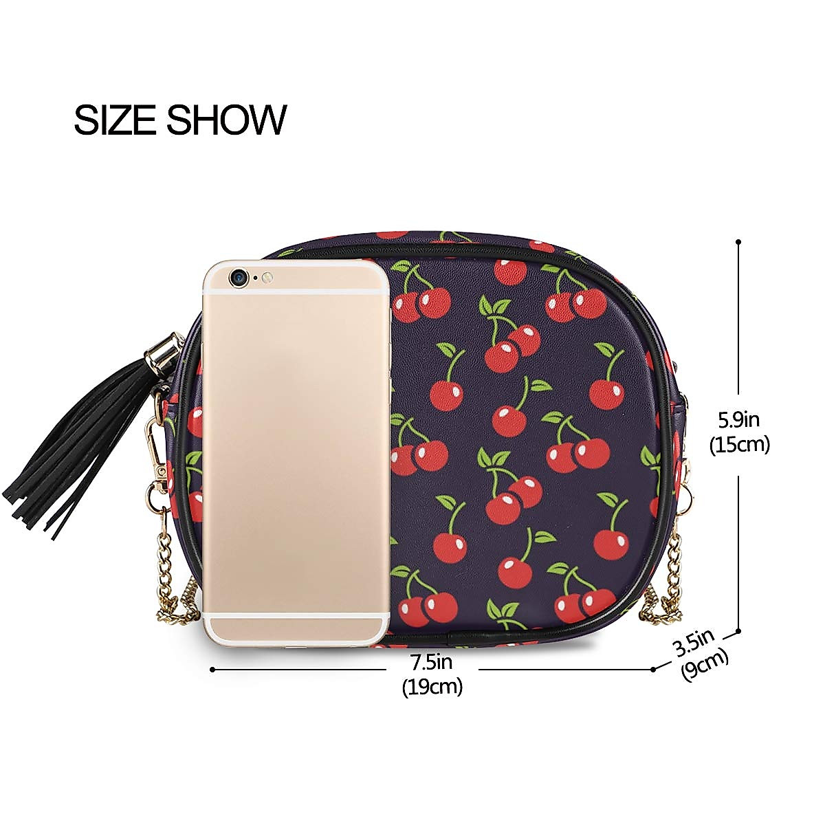 ALAZA PU Leather Small Crossbody Bag Purse Wallet Cherry Red Cell Phone Bags with Adjustable Chain Strap & Multi Pocket