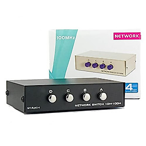 Toptekits 4 Port Way 8P8C RJ45 Network Ethernet Manual ABCD Sharing Switch Box,4 Ports Network Switch Splitter Selector Hub 4-in 1-Out or 1-in 4-Out