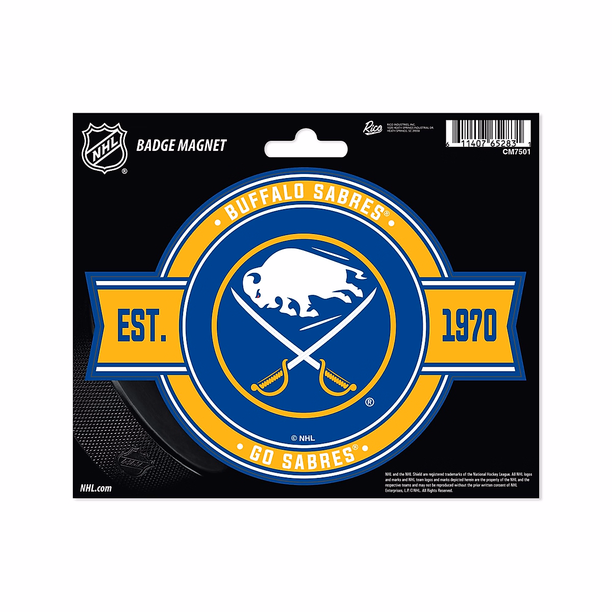Rico Industries NHL Hockey Buffalo Sabres Standard Badge Magnet - for Car, Fridge
