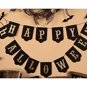 DN DECONATION Halloween Decorations Indoor Set, 24PCS Happy Halloween Banner Bundle, Halloween Garland Fireplace Mantel Decoration for Wall, Scary 3D Bat Spider Web for Spooky Party Home Office Decor