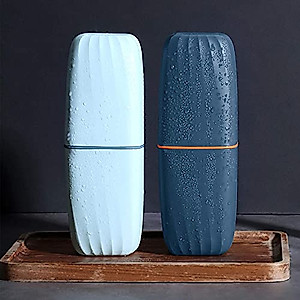Toothbrush Travel Case Multifunction Toothbrush Holder and Cup Easy Carrying for Trip, Camping Or Daily Use (Light Blue)