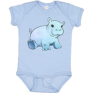 inktastic Cute Baby Hippo Baby Bodysuit Newborn 0100 Light Blue 29da9