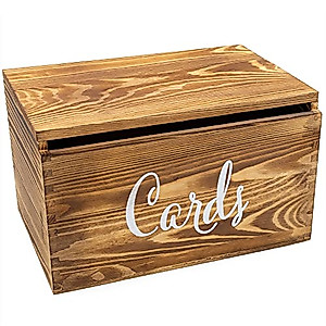 Darware Wooden Wedding Card Box for Receptions (Brown), Rustic Farmhouse Wood Decorative Card Receiving Box for Birthdays, Showers, Graduations and More