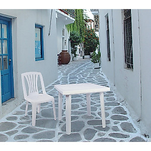 Compamia Cuadra 31" Square Resin Patio Dining Table in White, Commercial Grade