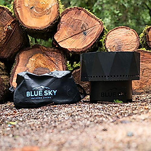 Blue Sky Outdoor Living Ridge Portable Fire Pit, Portable Smokeless Fire Pit with Carrying Bag, Black
