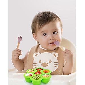 DF DUALFERV 2 Pack Baby Food Freezer Tray,7 Portions Silicone Baby Food Freezer Tray with Lid, Perfect Baby Food Containers for Homemade Baby Food, Vegetable & Fruit Purees, and Breast Milk