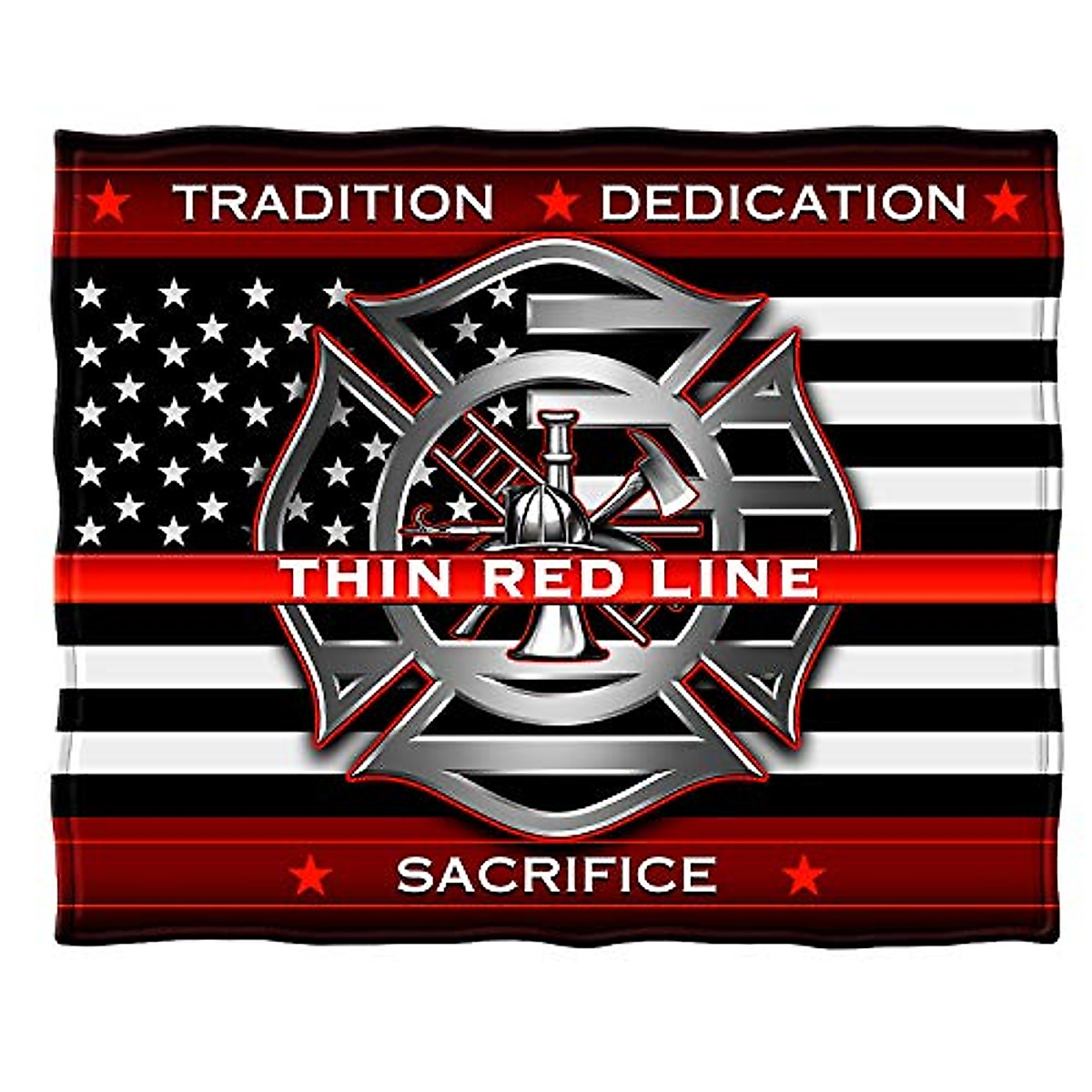 Erazor Bits Knitted Throw Blanket 50 x 60| Thin RED LINE Firefighter Throw Blanket ADD4-FF2311-TB