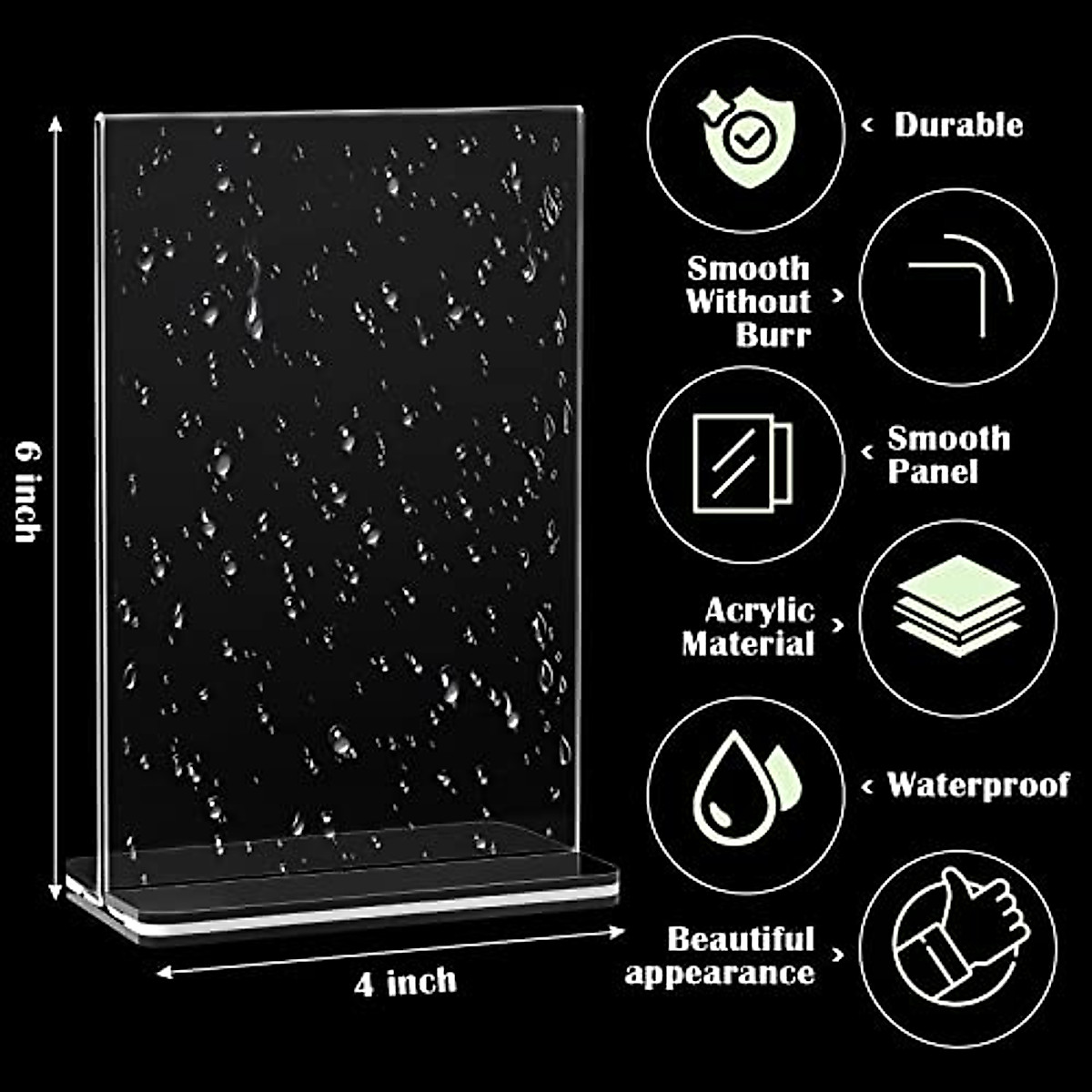 24 Pack Acrylic Sign Holder 4 x 6 Inch Clear Table Sign Holder Double Sided T Shape Plastic Desktop Display Holder Vertical Menu Stand Business Store Sign Holders for Wedding School Office Hotel Party