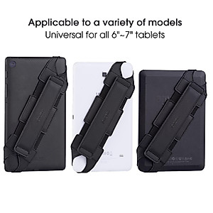 Generic Tablet Hand Strap Holder, Joylink 360 Degrees Swivel Leather Handle Grip with Elastic Belt, Secure & Portable for 6"-7” Tablets (Amazon Fire Huawei ASUS Samsung),Black
