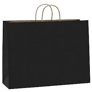BagDream 16x6x12 Inches 50Pcs Black Kraft Paper Bags with Handles Bulk for Shopping, Grocery, Mechandise, Party, Gift Bags, 100% Recyclable Large Paper Bags