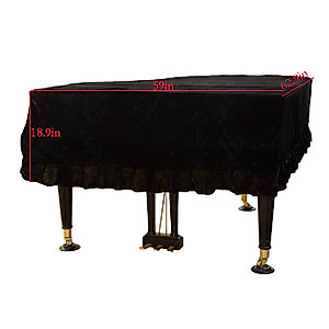 ESYUEL Pleuche Grand Piano Cover Bordered Dust Protective Cover Cloth 62.9 x 59 x 20.48in (160cm/62.9in, Black)