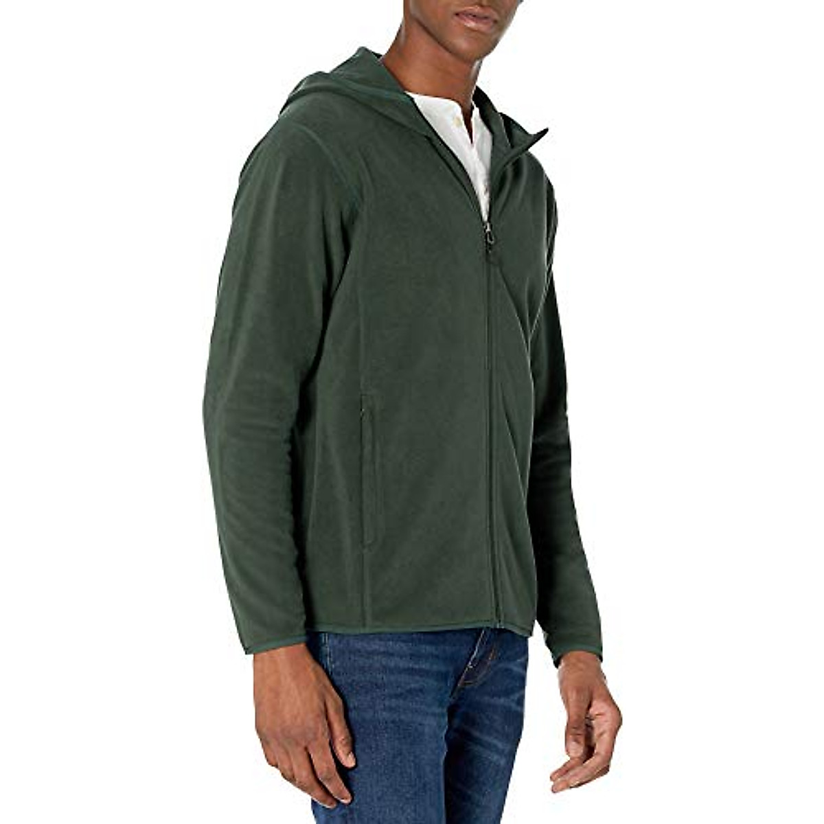 Amazon Essentials Men's Long-Sleeve Hooded Full-Zip Polar Fleece Jacket, Forest Green, Medium