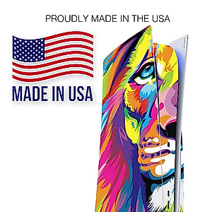ITS A Skin Skins Compatible with Sony Playstation 5 Console Disc Edition - Protective Decal Overlay Stickers wrap Cover - Colorful Lion Abstract Paint