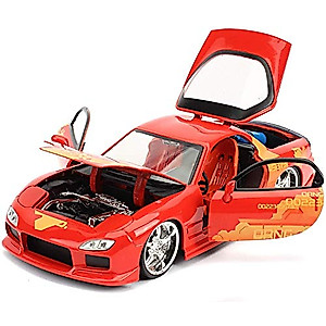 Jada Toys Fast & Furious 1:24 Orange JLS Mazda RX-7 Die-cast Car, Toys for Kids and Adults (30747)