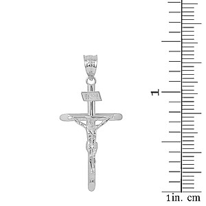 Religious Jewelry Solid 925 Sterling Silver Cross INRI Crucifix Pendant (1.39")