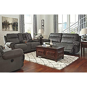 Signature Design by Ashley Clonmel Microfiber Extra Wide Manual Reclining Loveseat, Gray