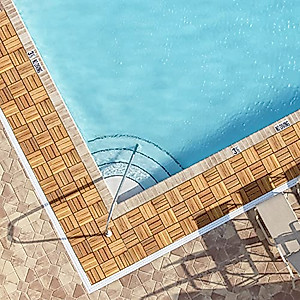 A9 FURNI 12-Slat Acacia Wood Teak Color Waterproof Outdoor & Indoor Flooring Interlocking Deck Tiles (10pcs,12''x12'') - Great Balcony Wooden Garden Decking Tile & Perfect Patio Paver Kits