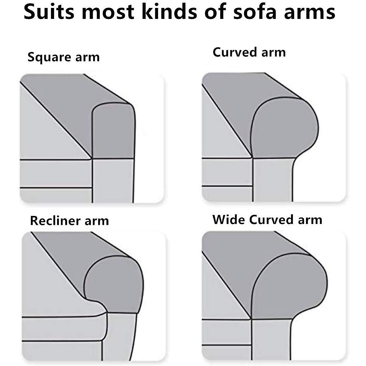 BADASS SHARKS Sofa Armrest Protectors for Armchairs, Sofas, Non-Slip Armchair, 2PCS/Set Fleece Premium Armrest Covers Stretchy Chair Sofa Couch Arm Protector Stretch Fit (Black with Pocket)